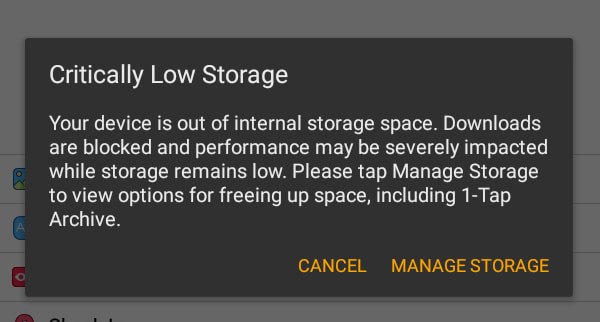 How do I get rid of 'storage space running out ' message on my Amazon ...