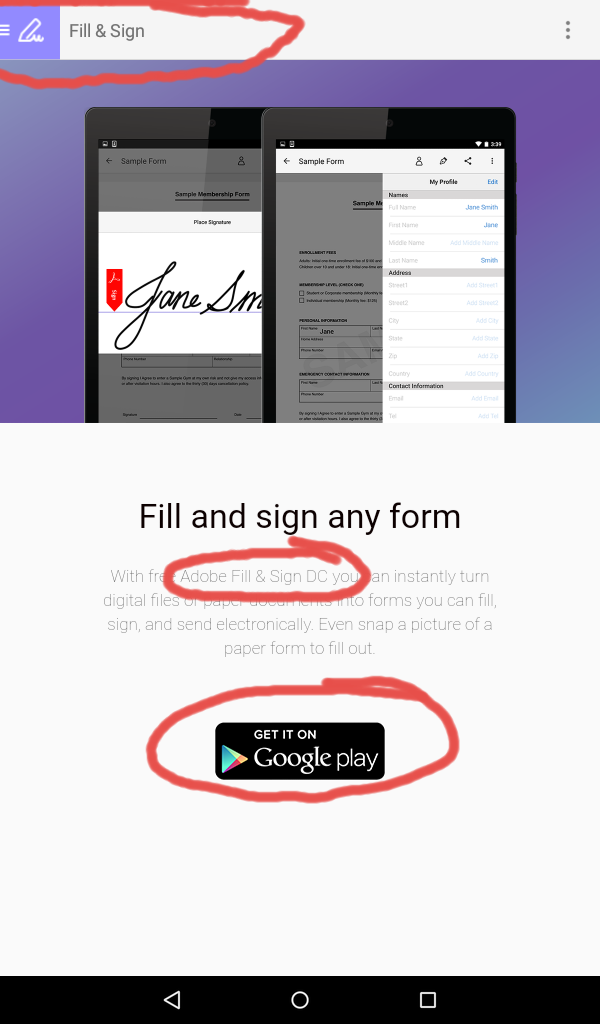 How do you fill in/sign downloaded forms on a Fire tablet? I don't see ...