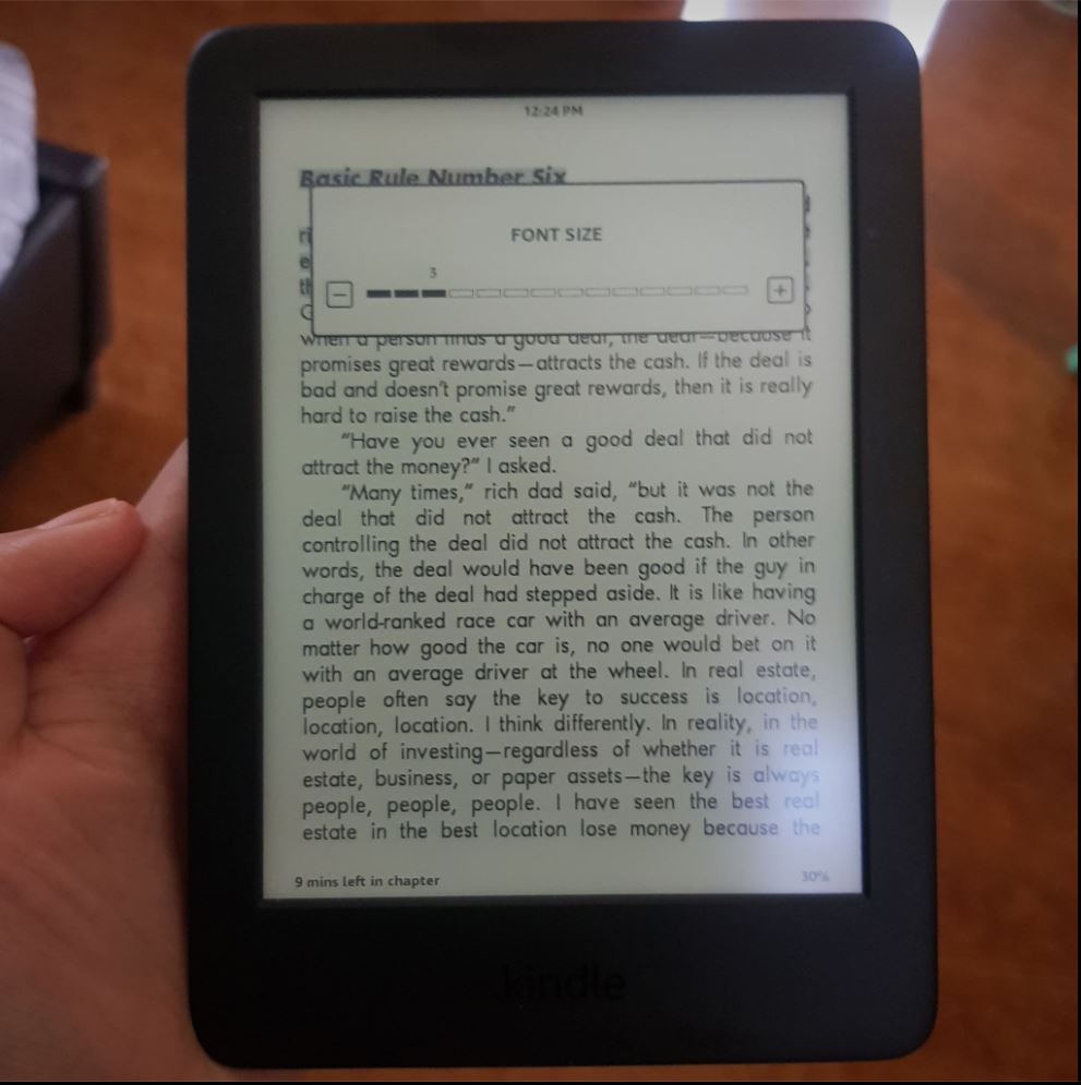Font size option box is frozen on my screen. Kindle 2019 10th Gen. I ...