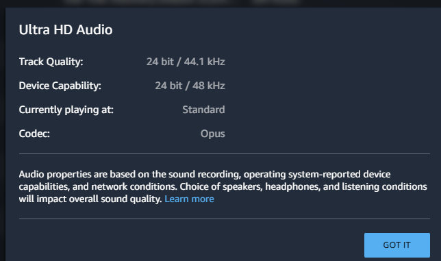 Music HD reverts to 'Standard' and Opus codec on desktop client