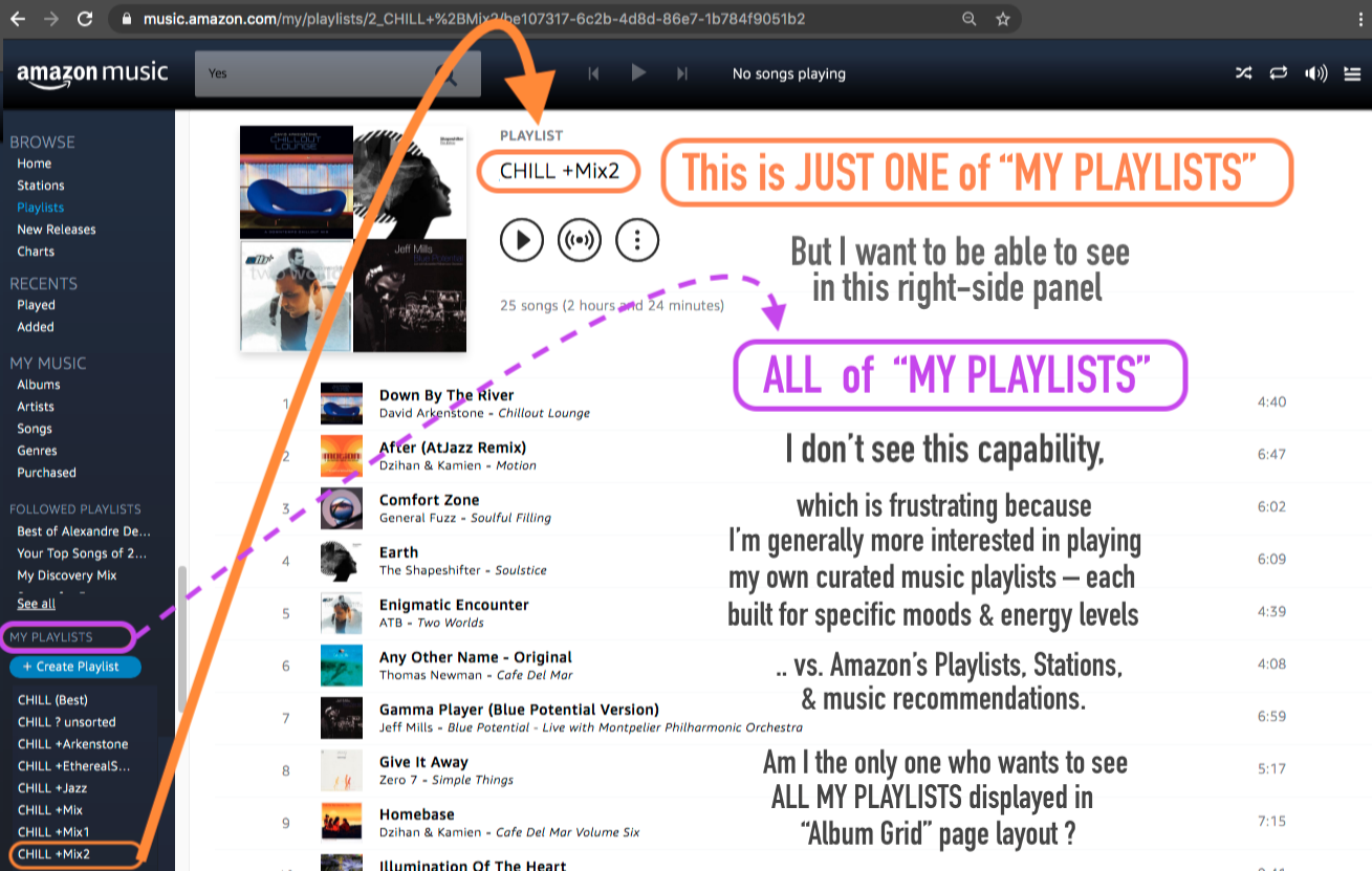 How can I BROWSE "MY PLAYLISTS" via "ALBUM COVER" GRID VIEW in the ...