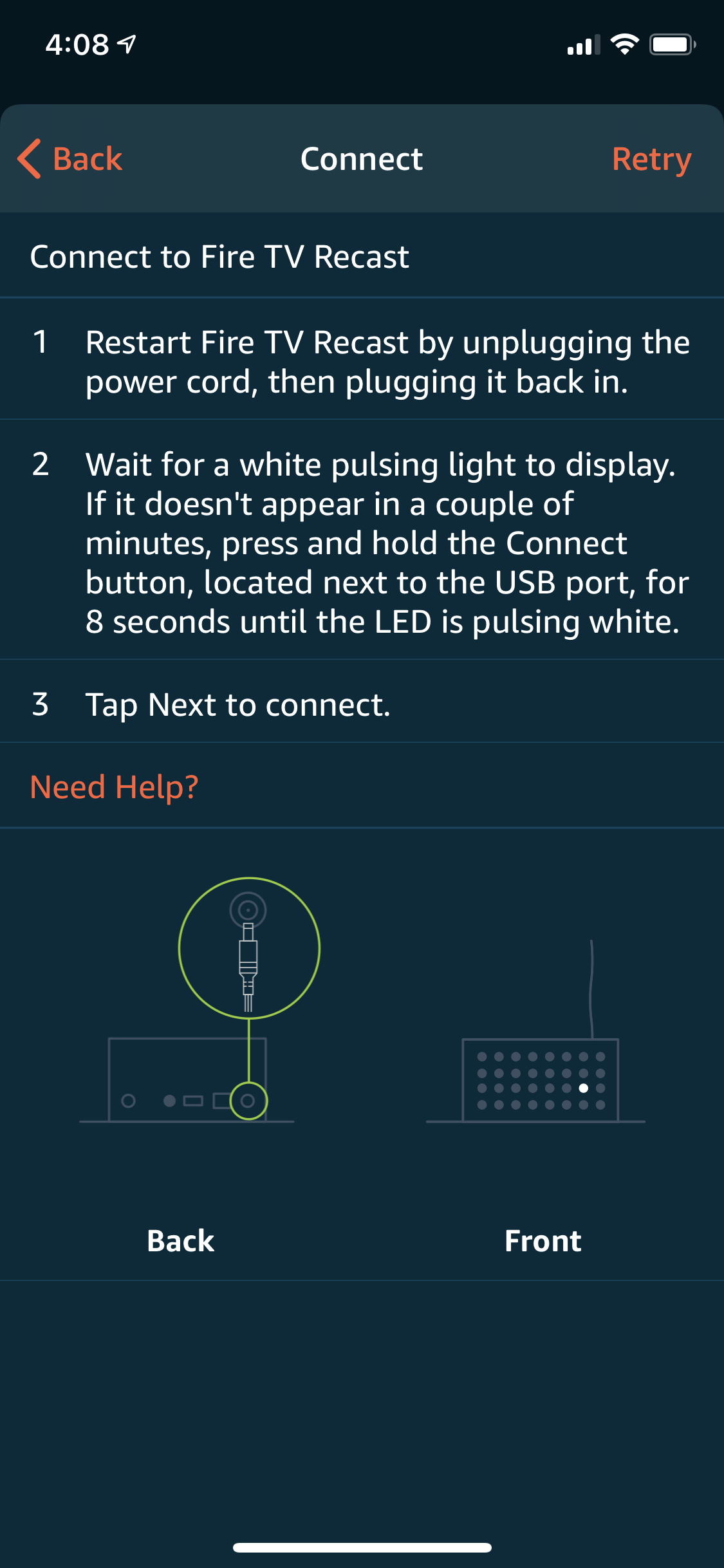 What do the different color lights on the recast mean?