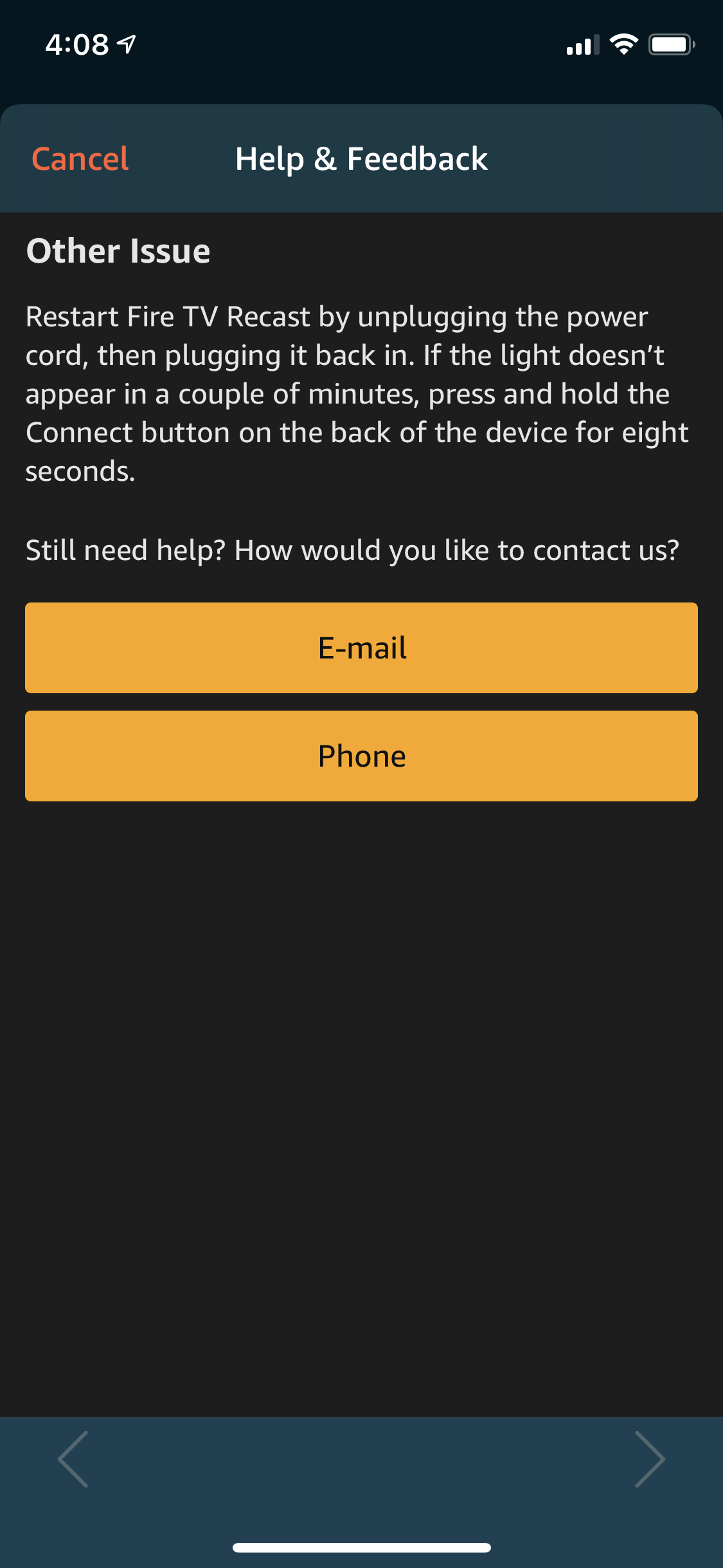 What do the different color lights on the recast mean?
