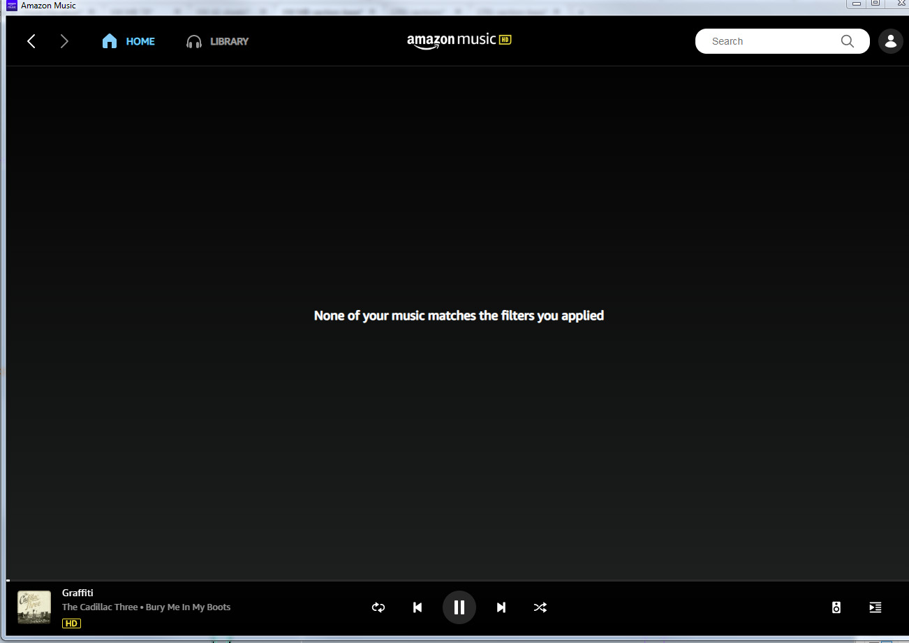 I click on "Home" in the Amazon PC App, I get a blank screen that says ...