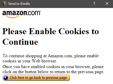 Enabling cookies inside a "Send-To-Kindle" app