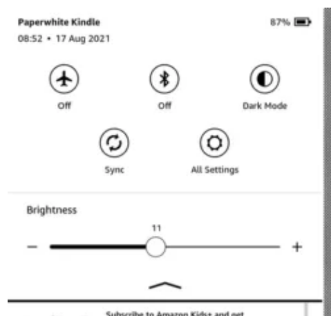 How do I turn on my toolbar on Kindle paperwhite