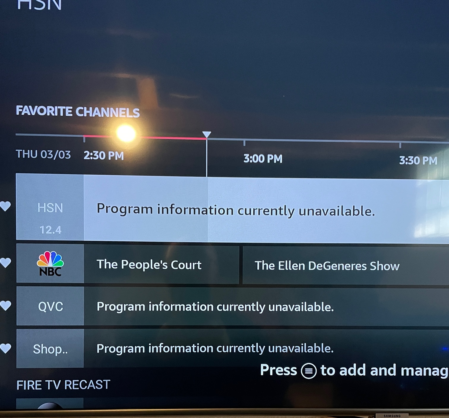 Guide says "program information currently unavailable"