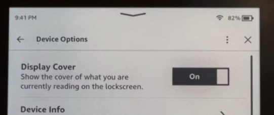 Display Cover option on my Kindle Paperwhite Signature Edition disappeared