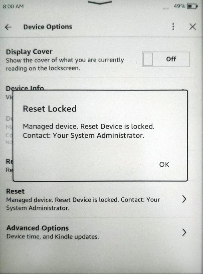 Kindle Paperwhite. Features Locked. Wi-Fi or reset not working