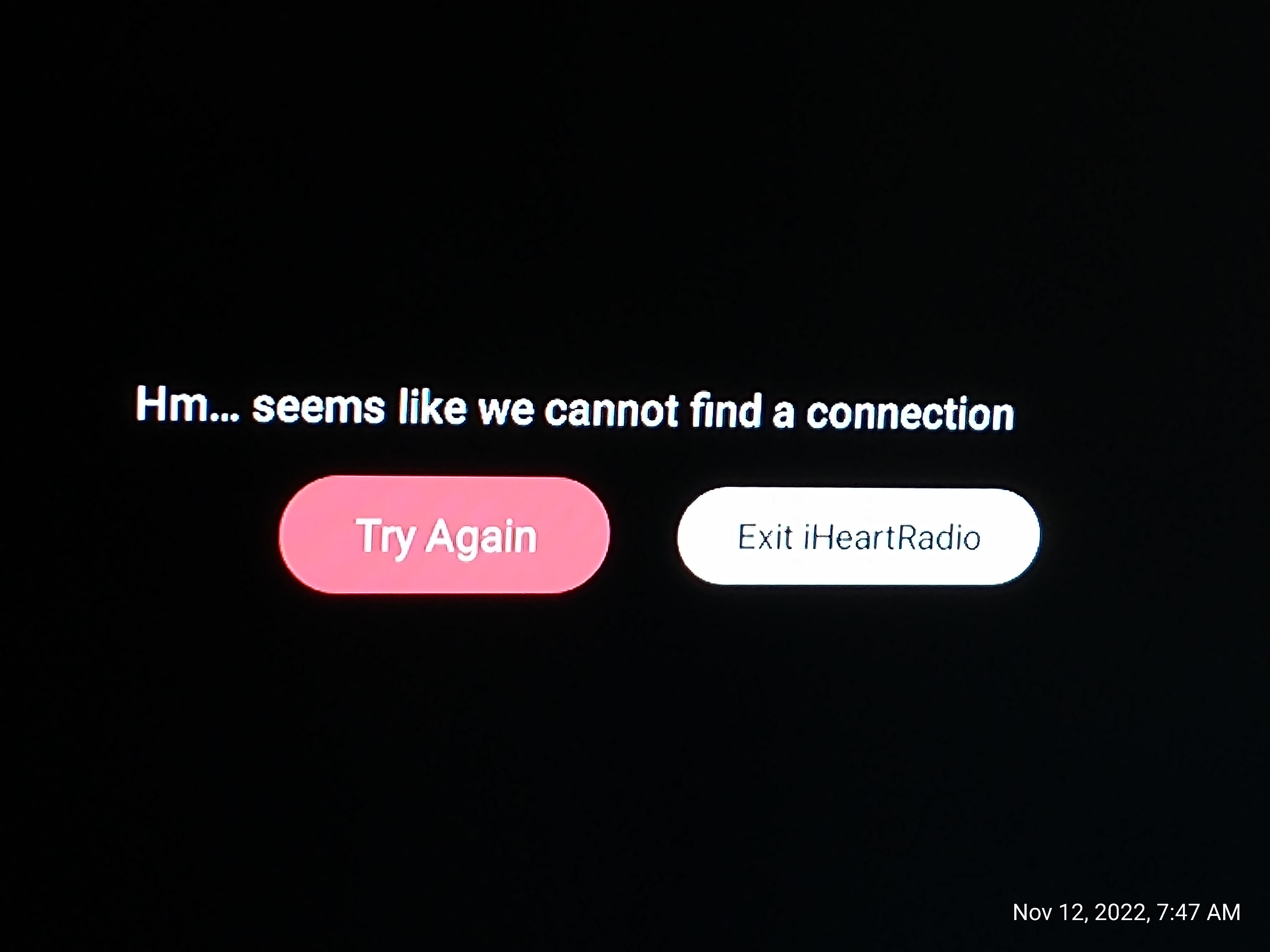iHeart Radio can’t find a connection