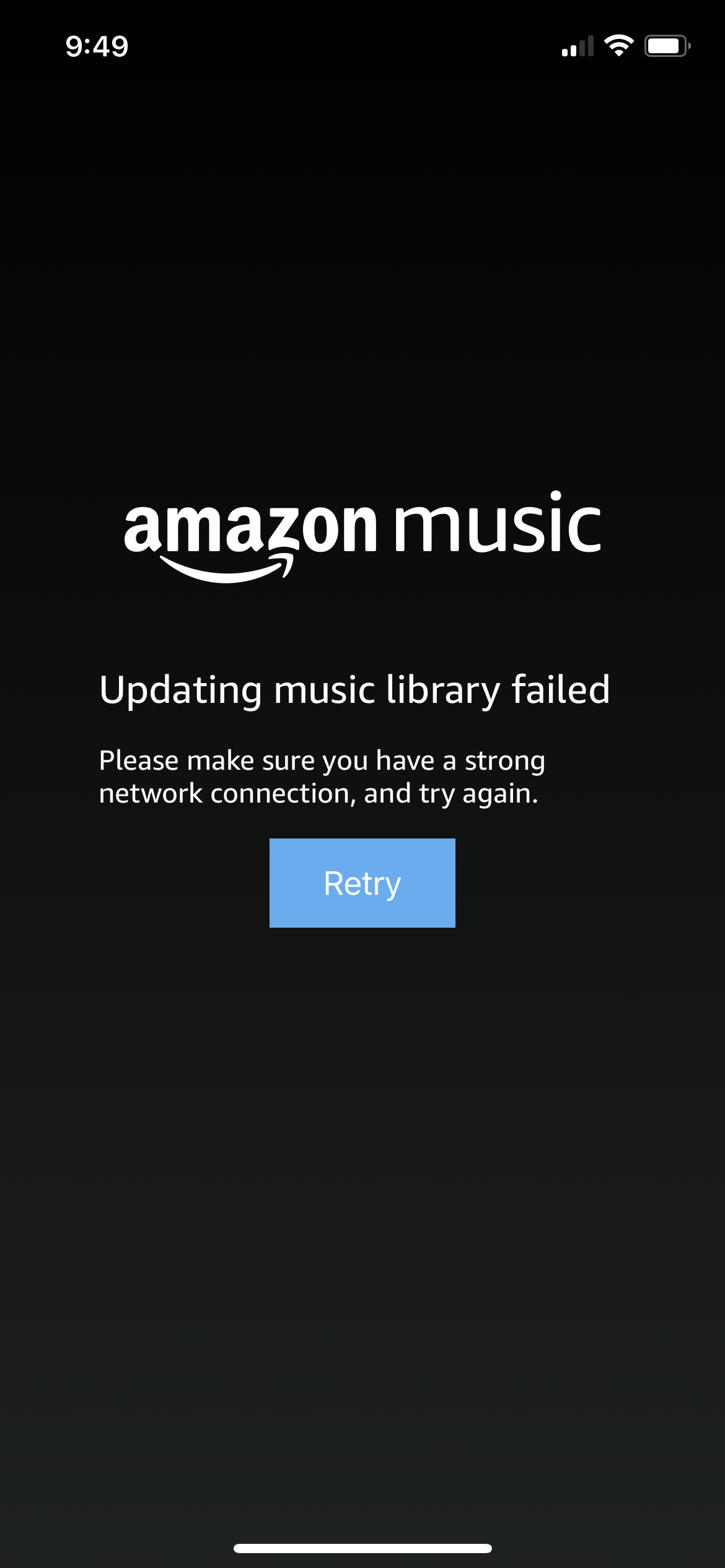 “We are performing necessary updates “ updating music library failed”