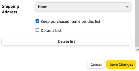 Change “Default list” to a different list