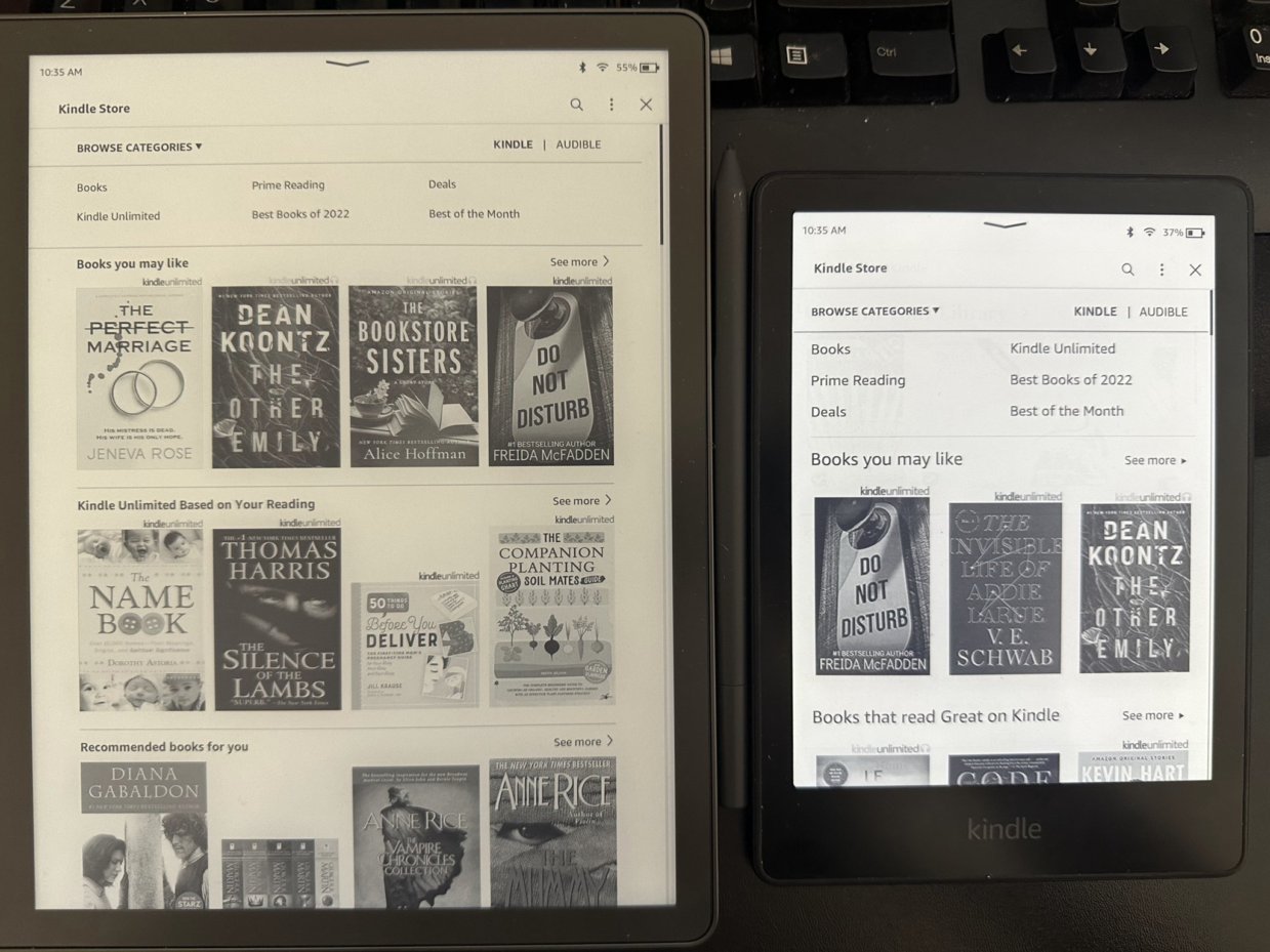 Text size in the Kindle Store on the Scribe model?