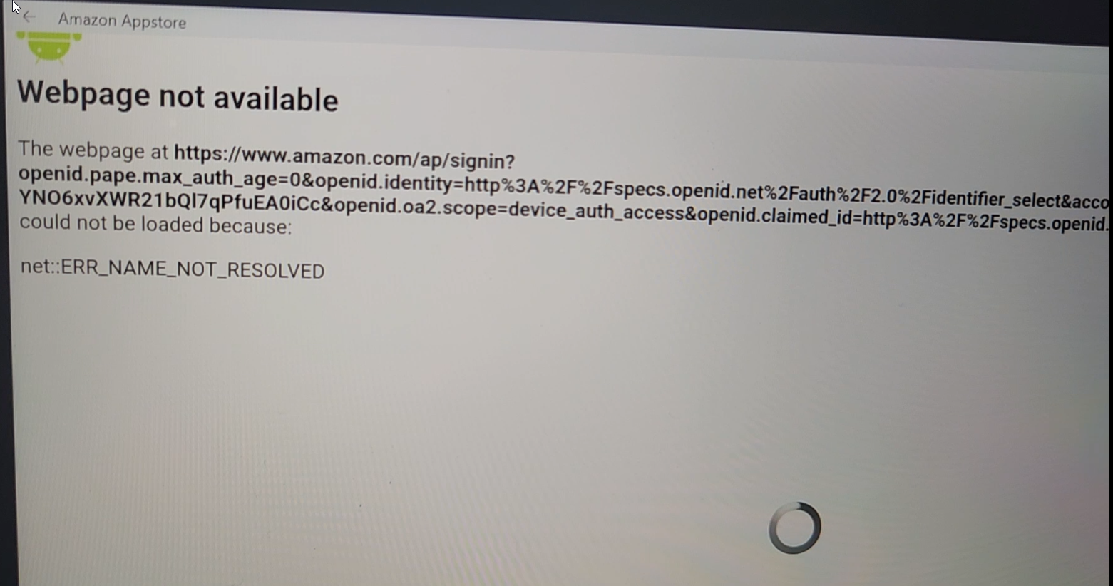 Unable to log in to Amazon Appstore