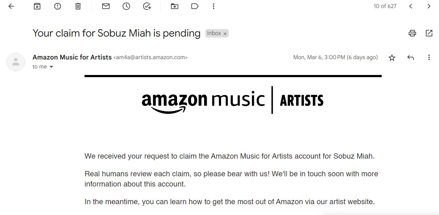 Amazon Music Artist Profile Claim Problem