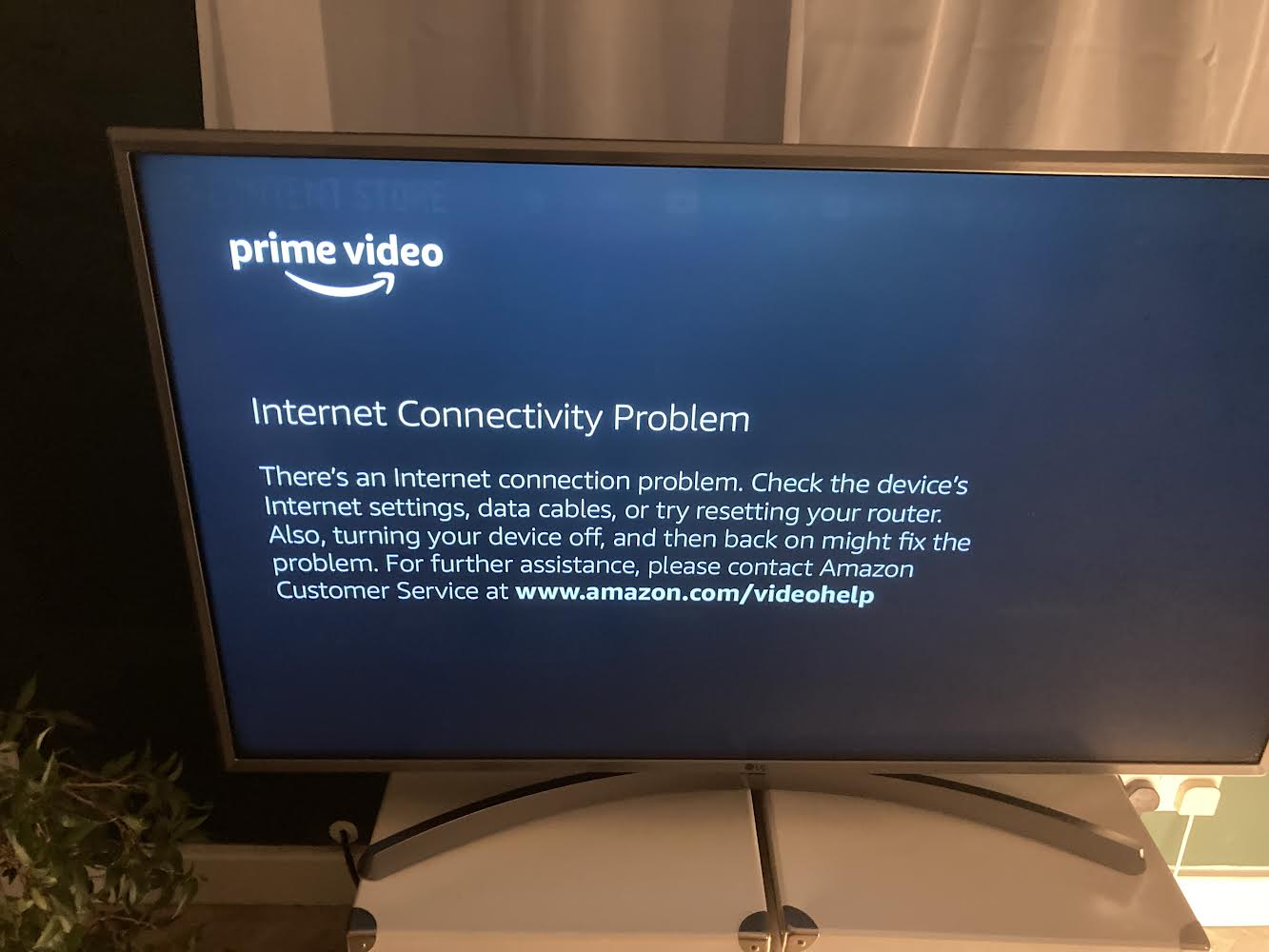 Internet Connectivity Problem error message on LG tv