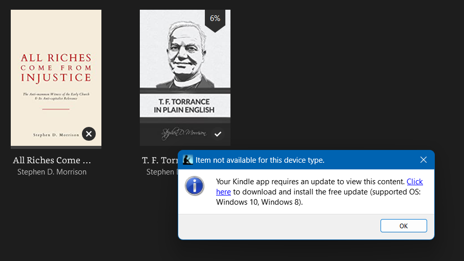 Can't install Kindle for PC update. I get this message when I try to ...