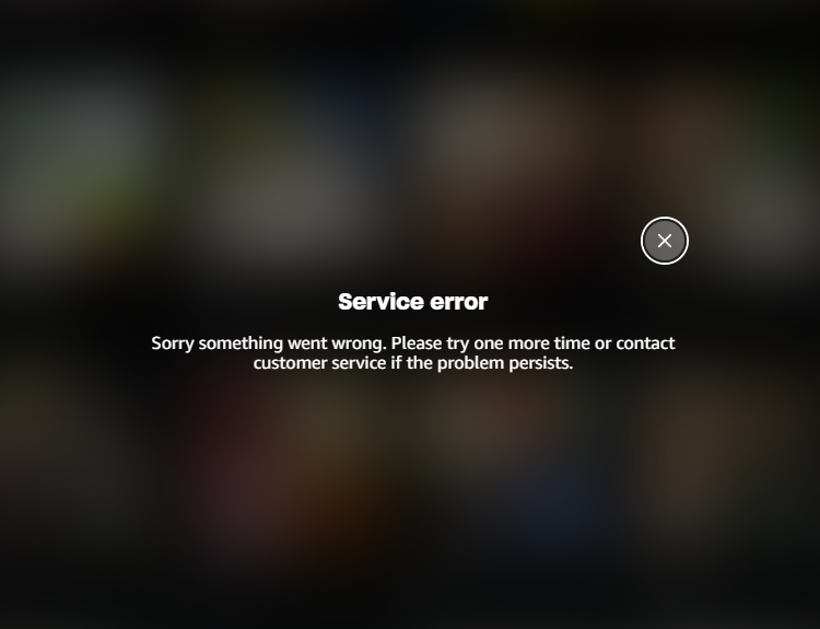 Prime Music Playlists get "service error" screen & will not play