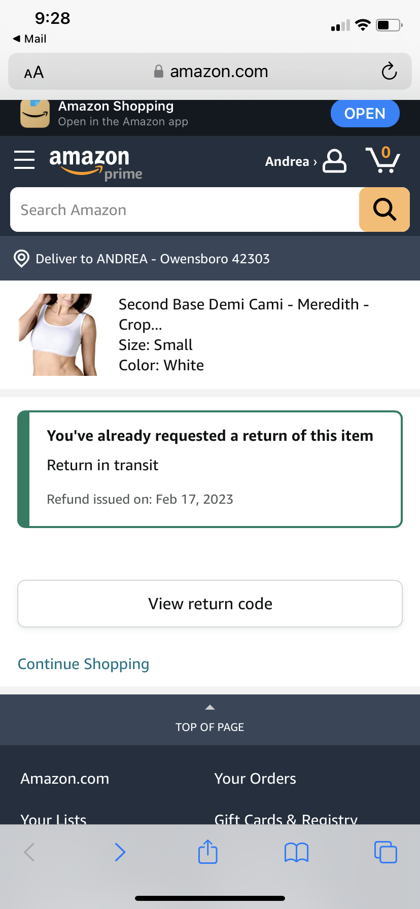 Email says I need to return item I’ve already returned.