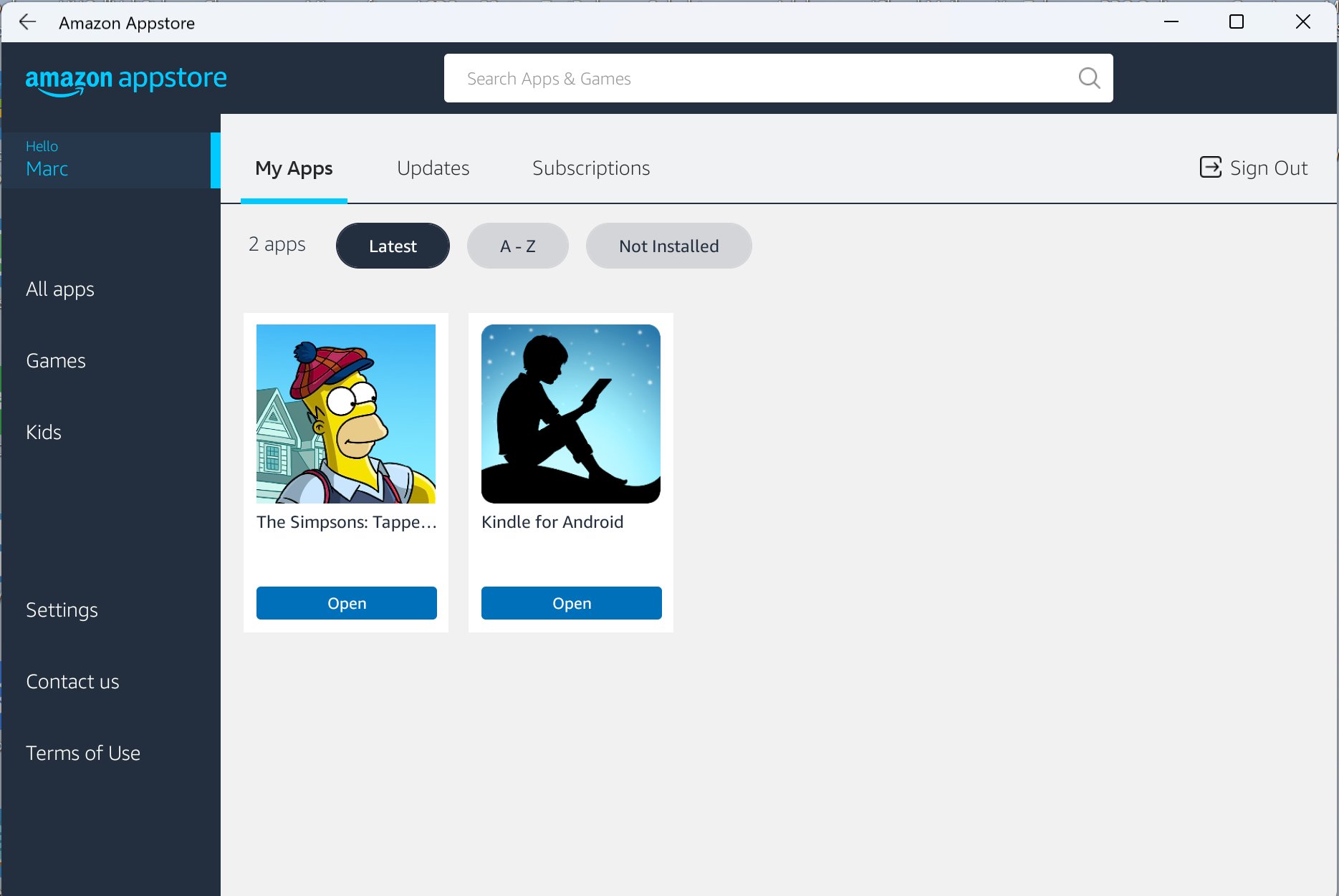 The Simpson Tapped Out support in the Amazon appstore