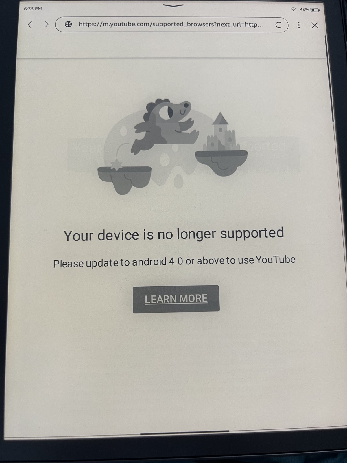 YouTube is not supported