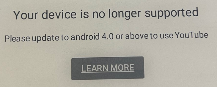 YouTube is not supported