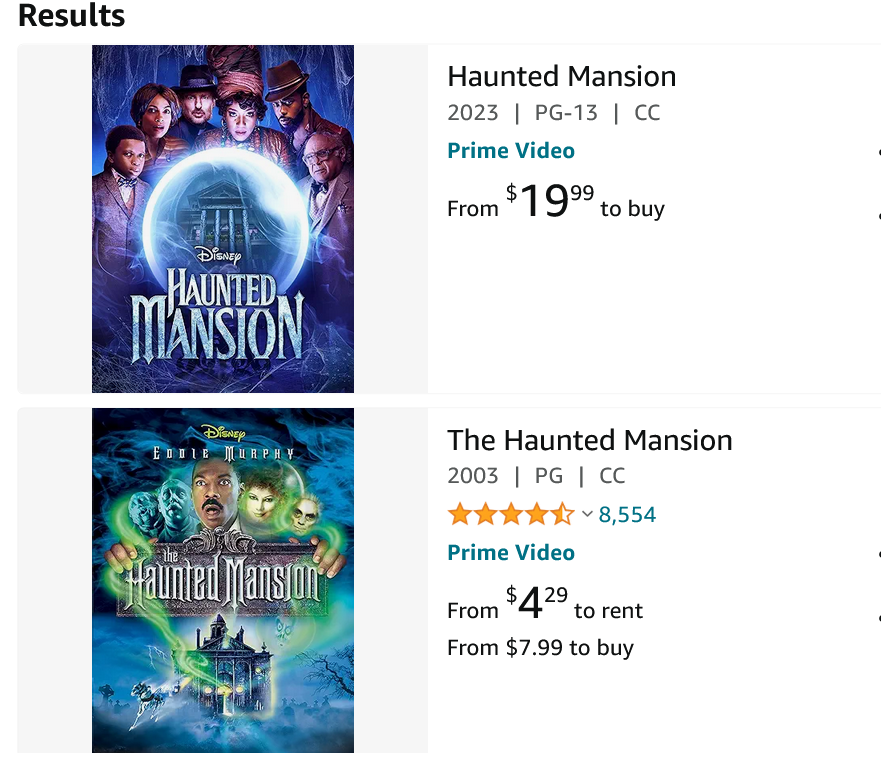 Rental options on my TV Prime Video app