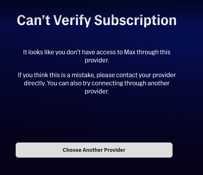 Accessing my Max account (paid w/ prime) through the max app