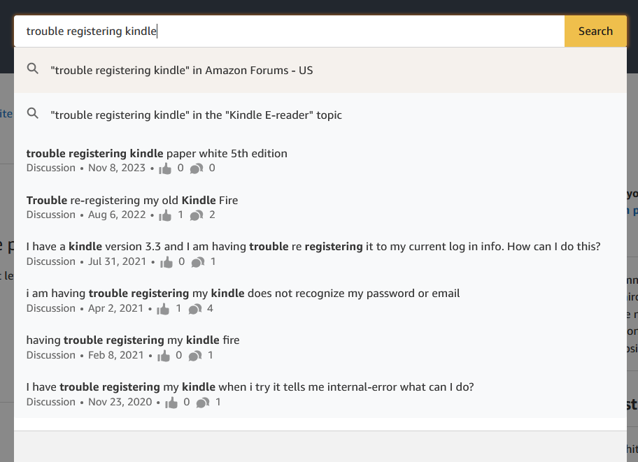 trouble registering Kindle Paperwhite (5th Gen)