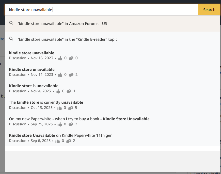 Kindle app store unavailable