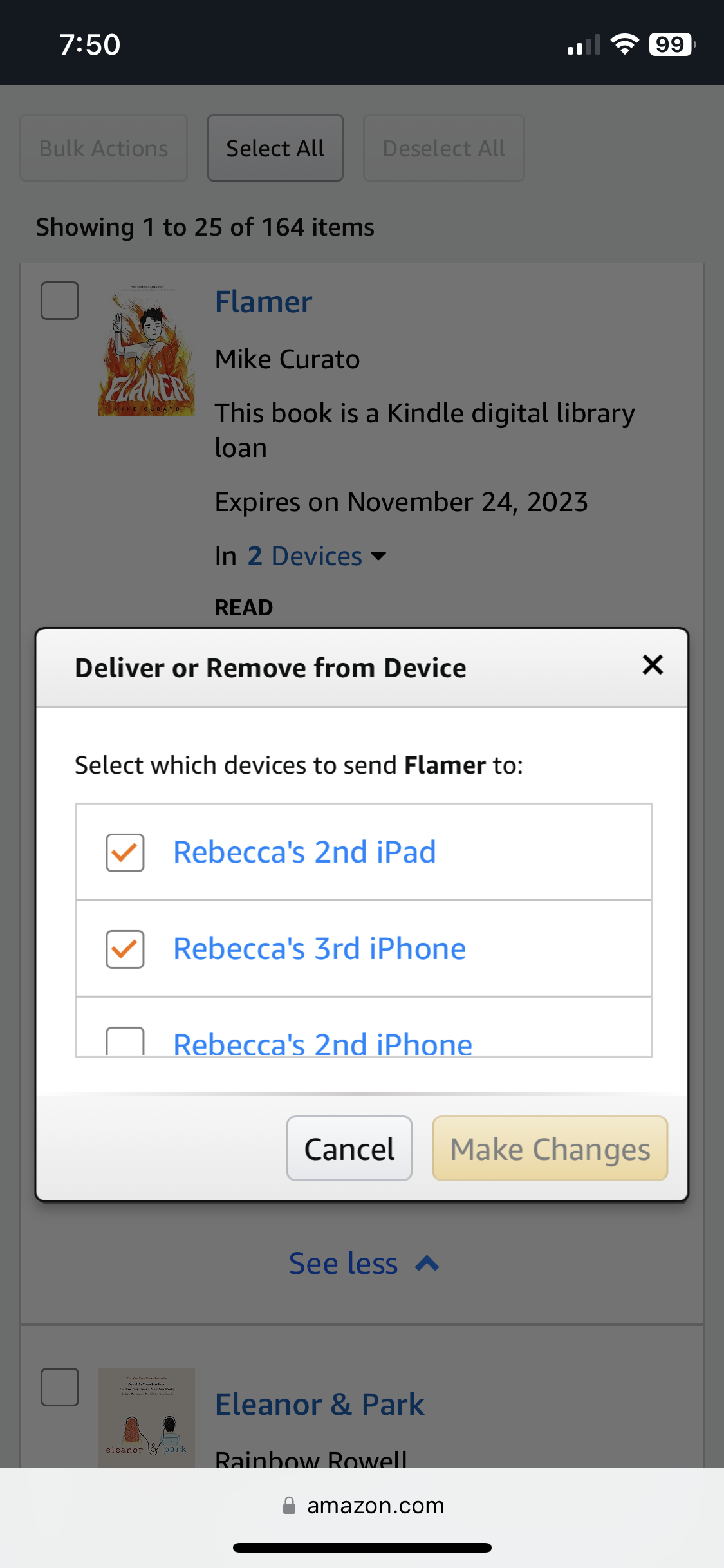 Library books not downloading to Kindle