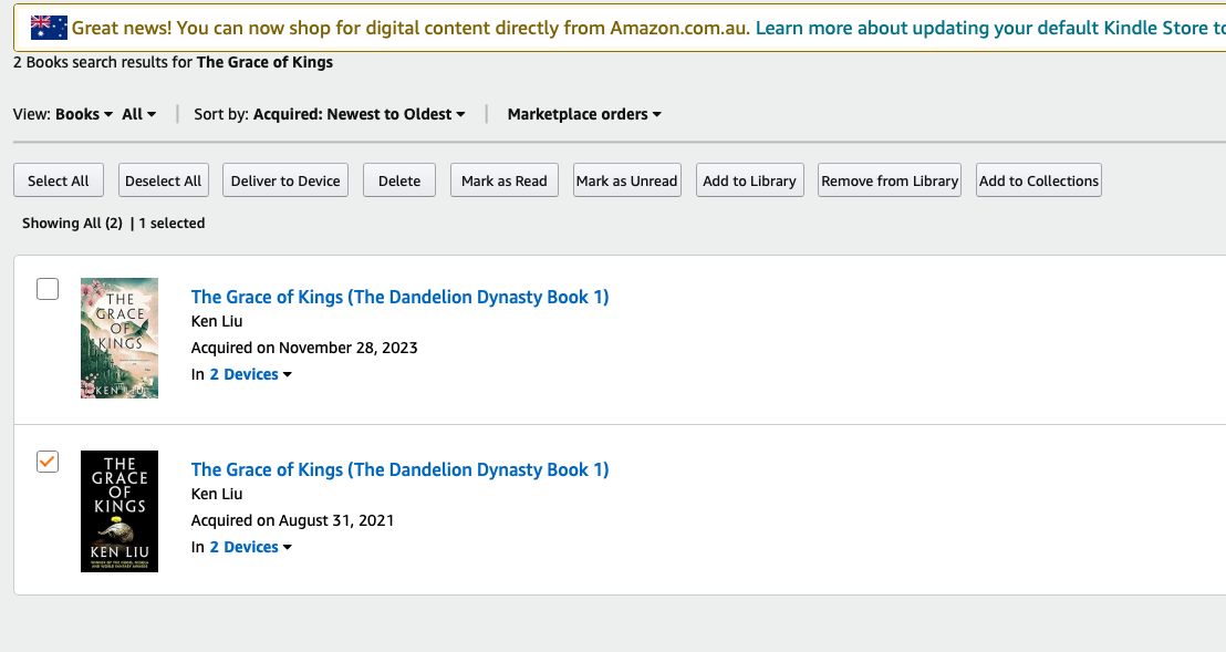 Why are there multiple copies of the same Kindle title in my library?