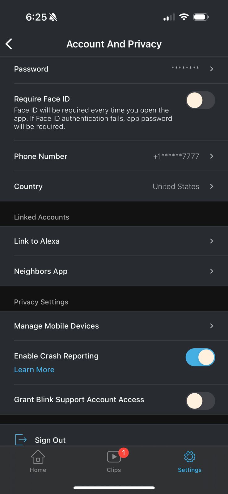 Blink app doesn't show the option to link with Amazon account