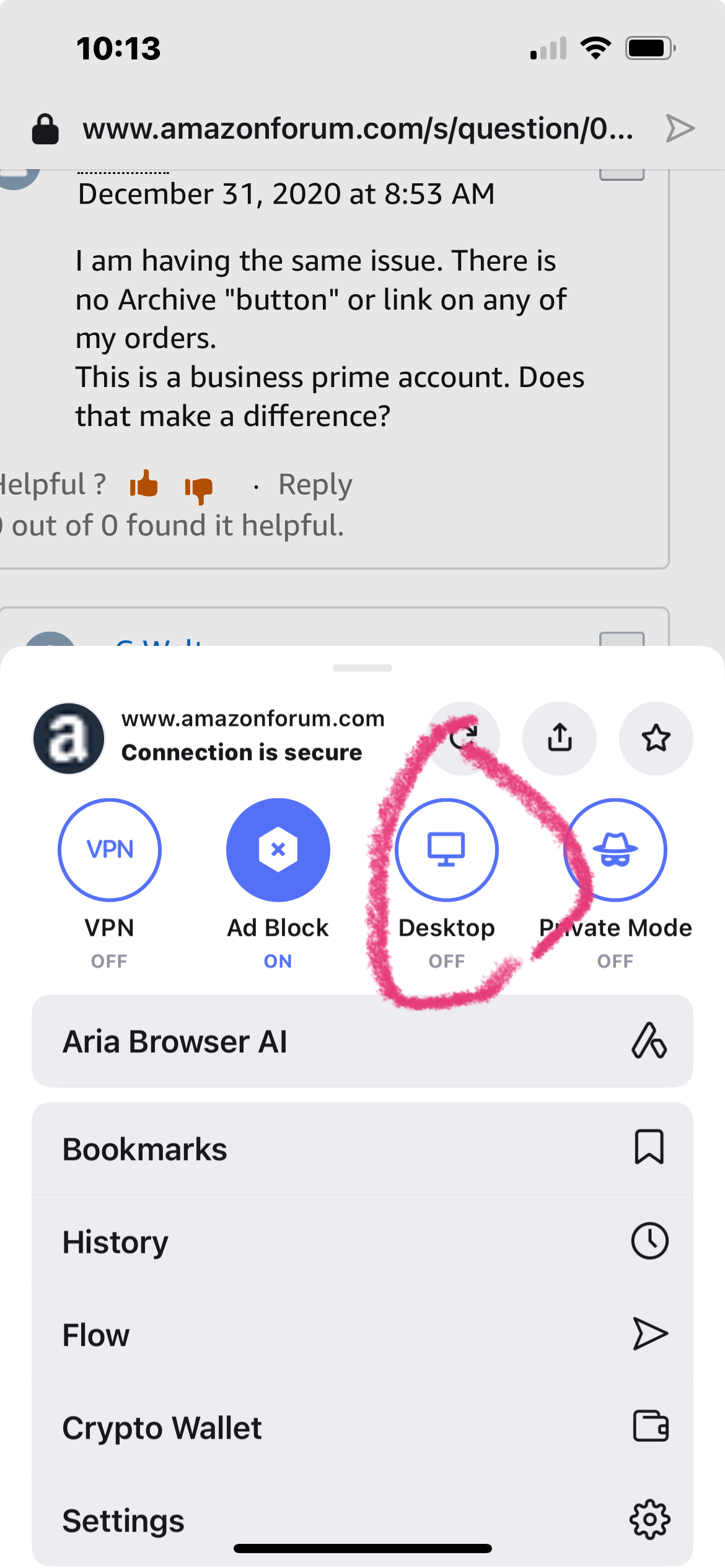 My account does not have an archive button