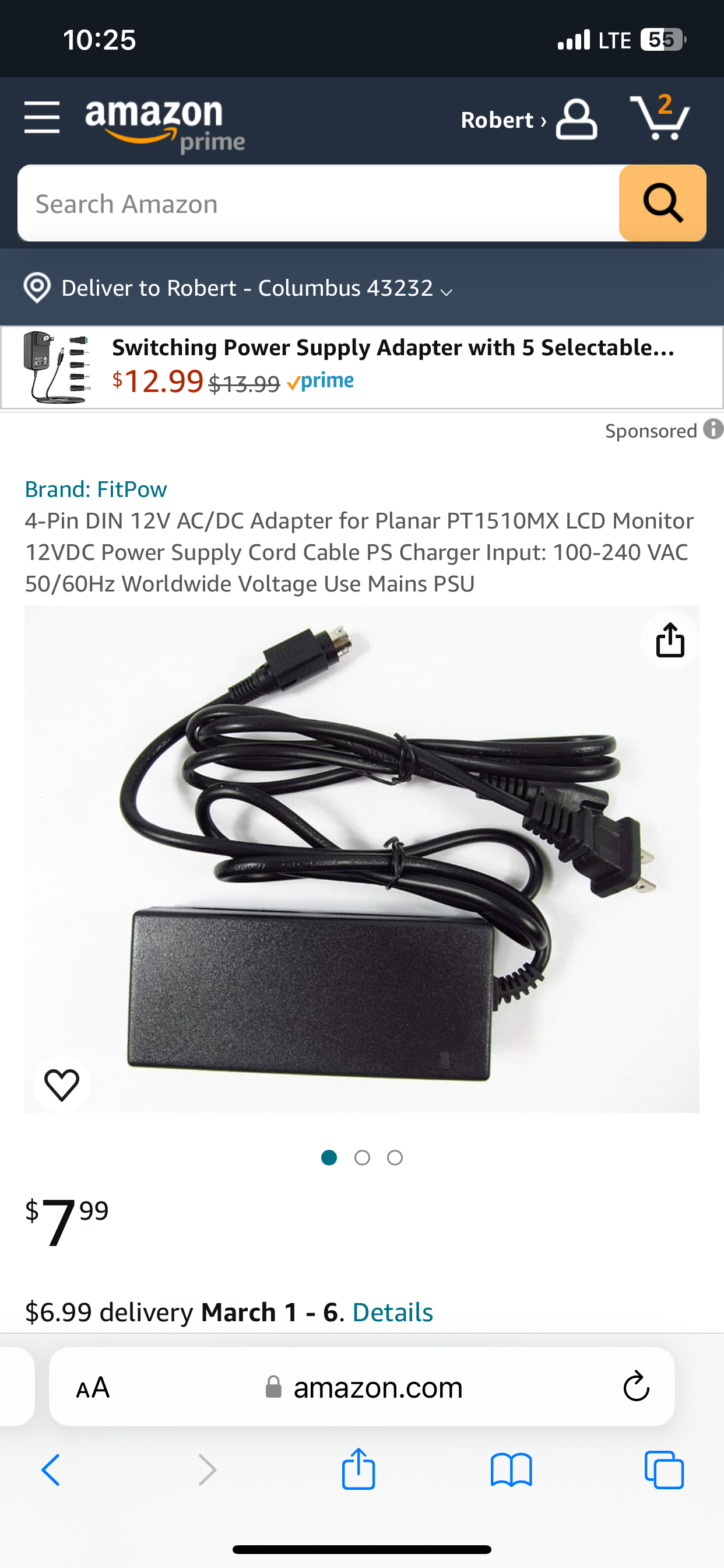Need 12 volt 2.5 amp 4 pin AC power adapter HRG85 cord for a Honeywell ...