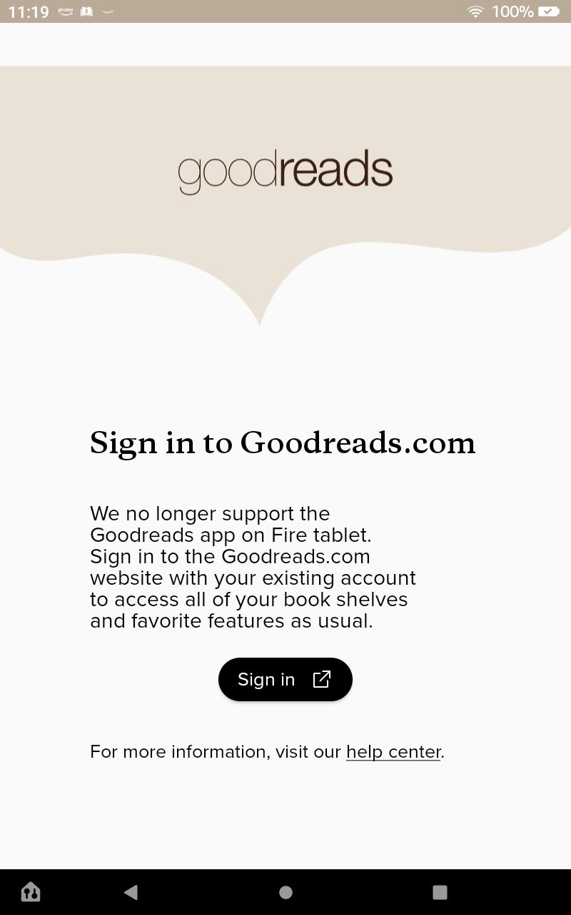 Why doesn't Goodreads work on Fire now?