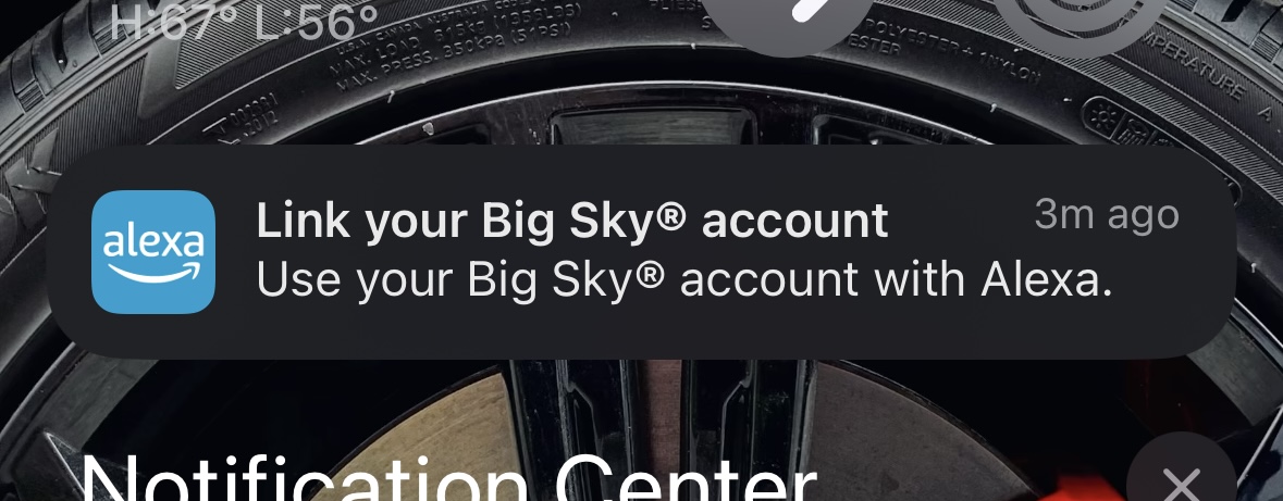 Big Sky link account notification