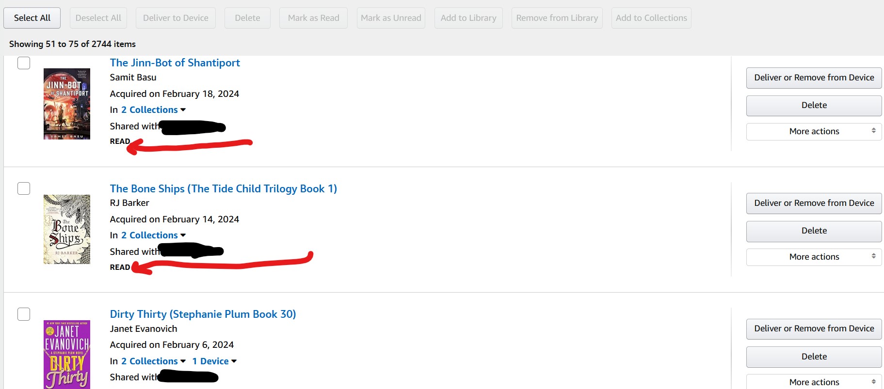 Can I view my read books in my library on my computer?
