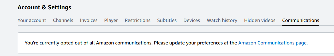 Disable Prime Video recommendations