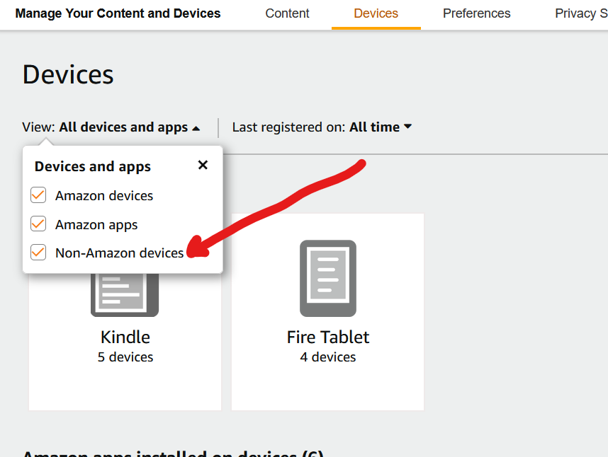 Why are my devices not listed listed in manage my devices?