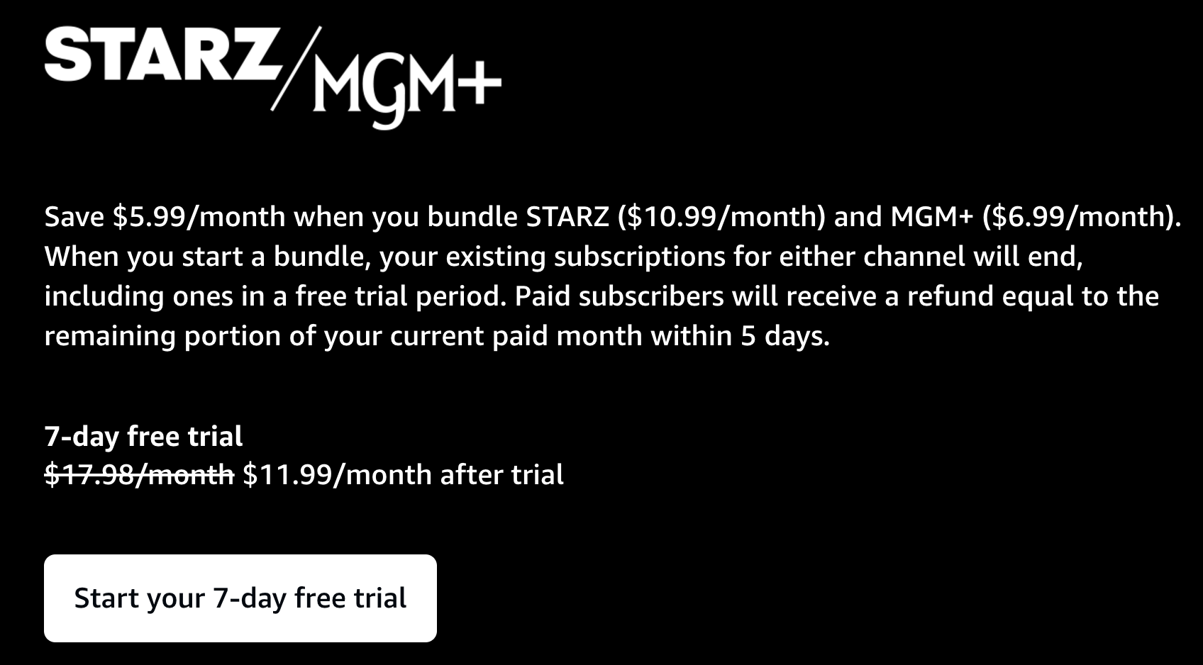How to subscribe to starz/mgm+