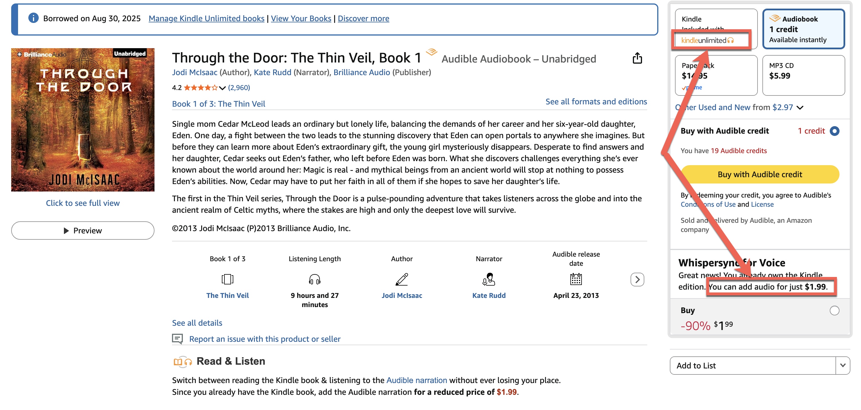 Kindle Unlimited Audiobooks not playing